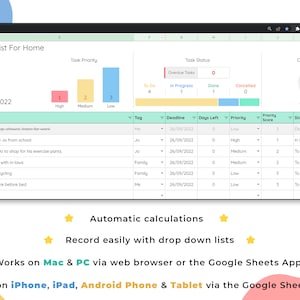 To Do List Template, Google Sheets Spreadsheet, Daily to Do, Digital ...