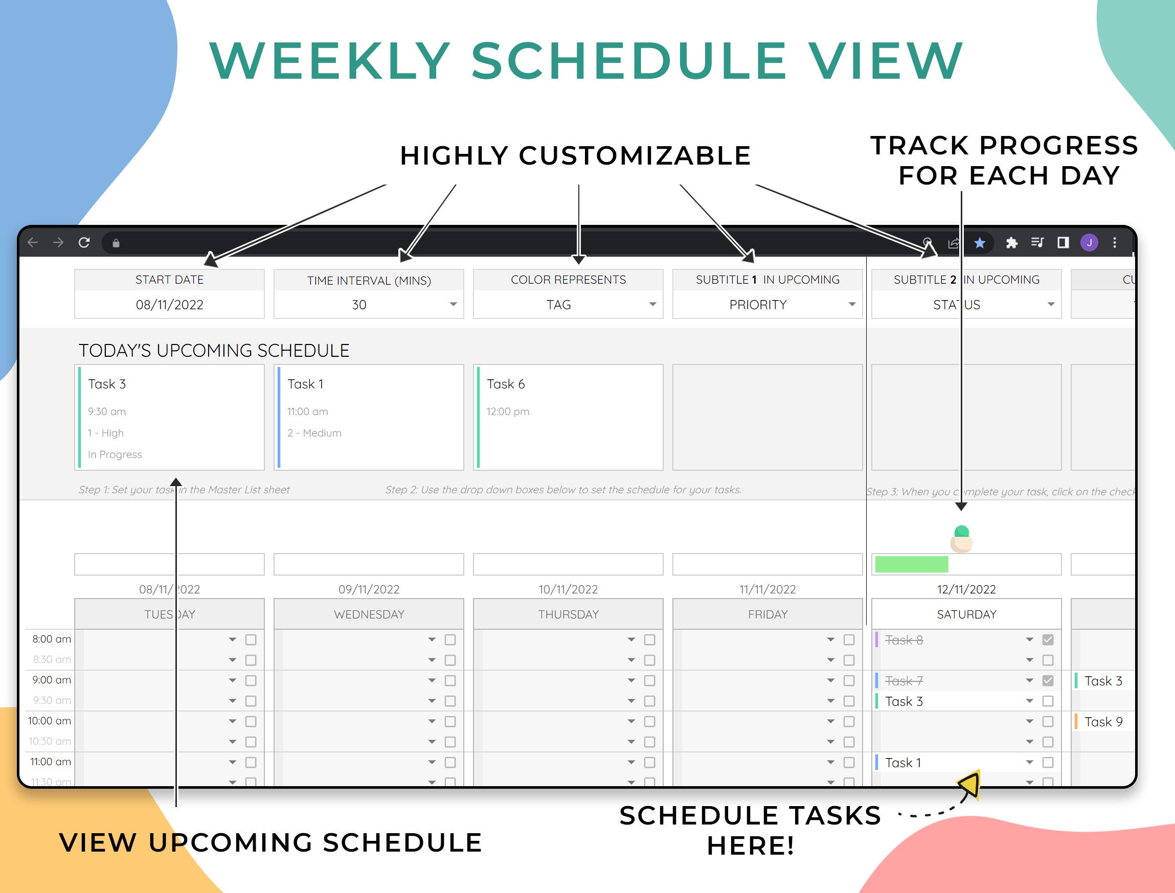 To Do List Template Google Sheets Spreadsheet Checklist - Etsy