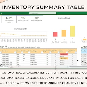 Excel Inventory Tracker Spreadsheet Template, Inventory Template Sheet ...