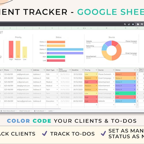 Excel Client Tracker Small Business Template CRM Dashboard - Etsy