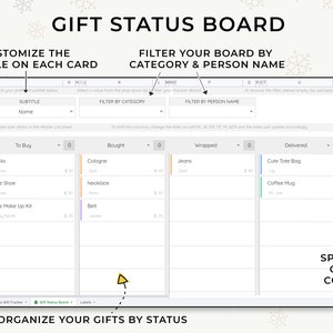 Christmas Gift Tracker, Google Sheets Template, Christmas Planner for ...