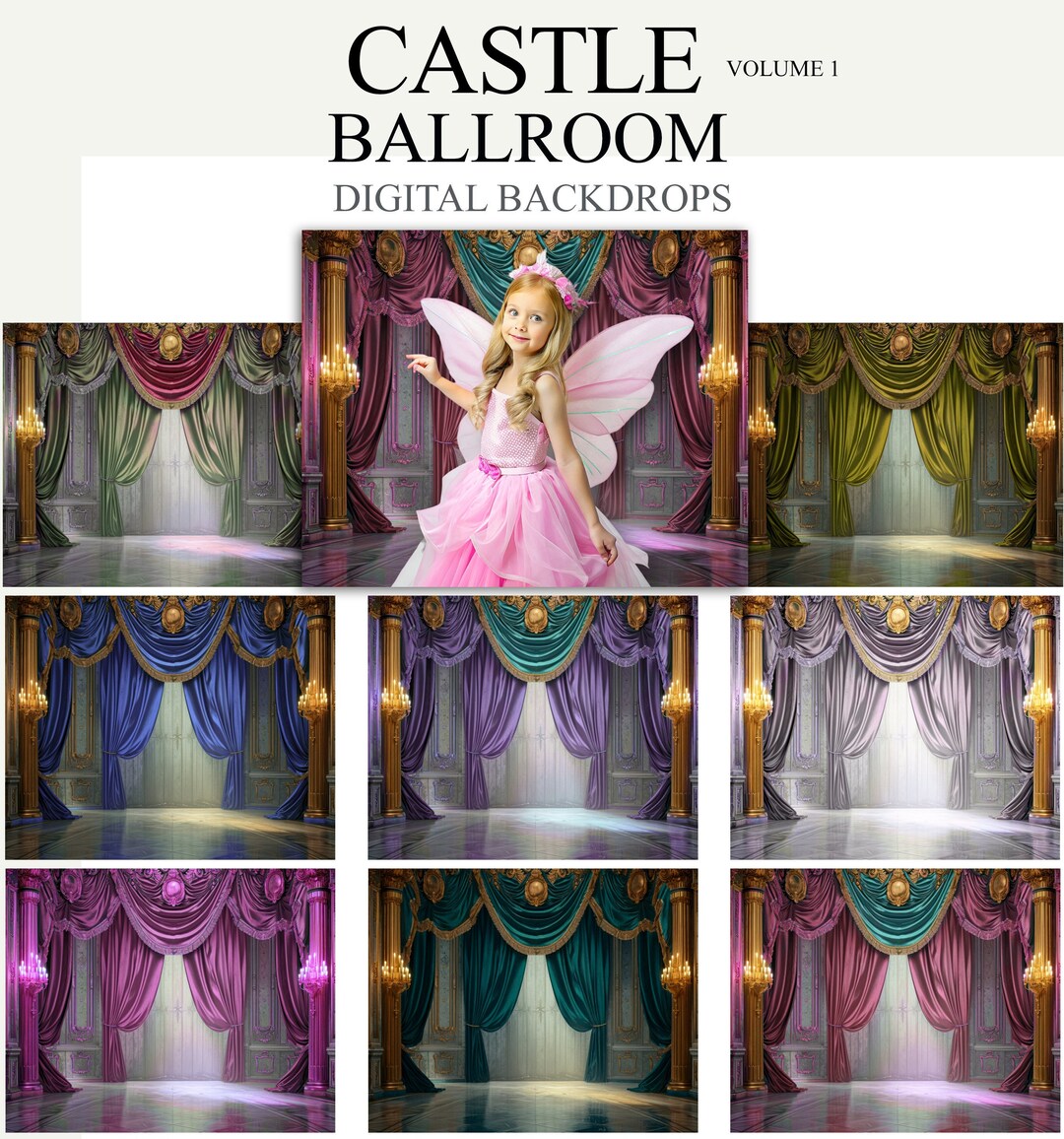 Castle Ballroom V1 Digital Backgrounds-backdrops Bundle - Etsy