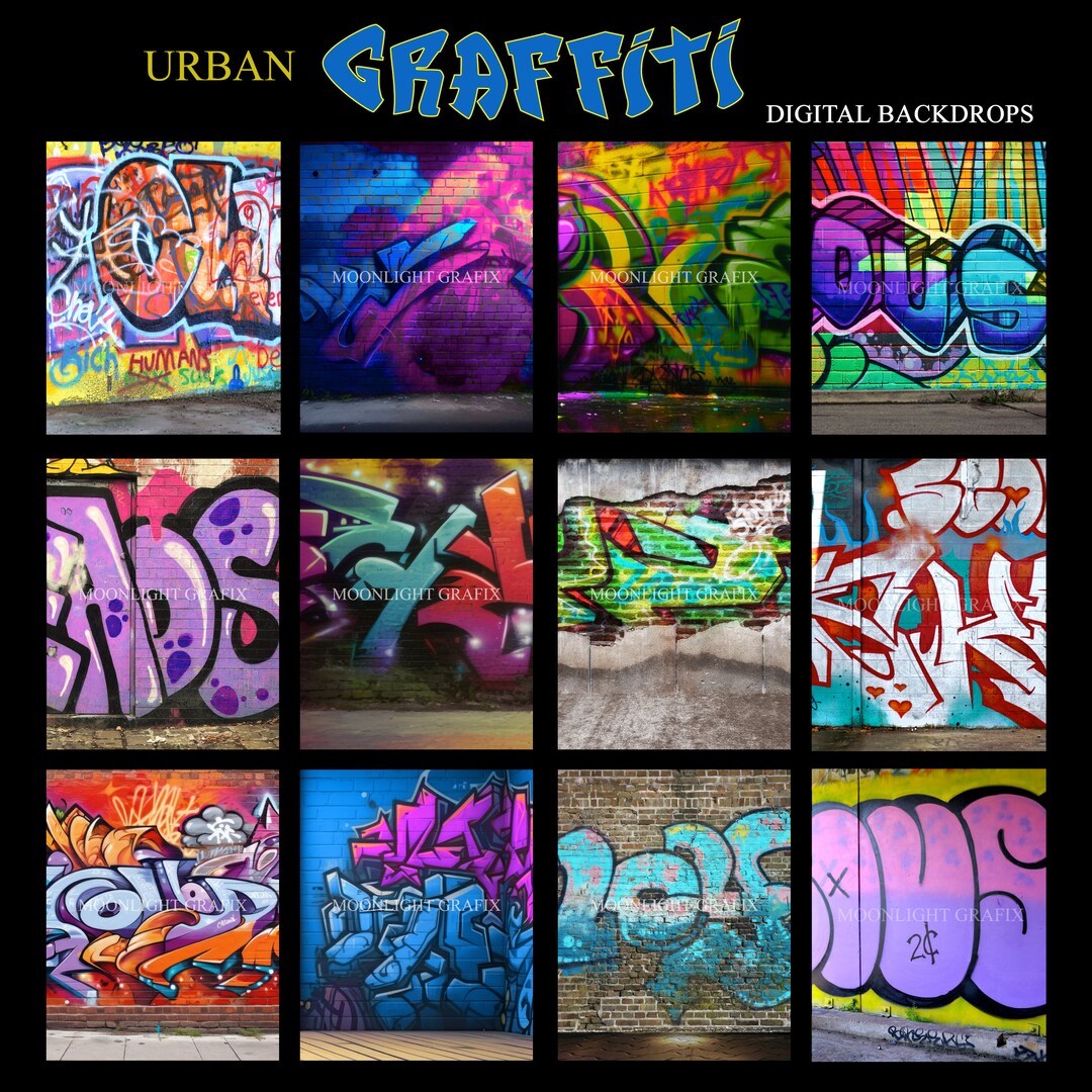 Urban Graffiti V1 Digital Backgrounds-backdrops - Etsy