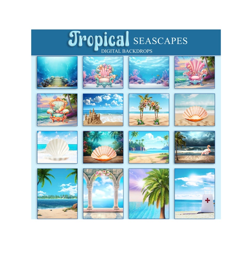 Tropical Seascapes V1 Digital Backgrounds-backdrops Bundle - Etsy UK