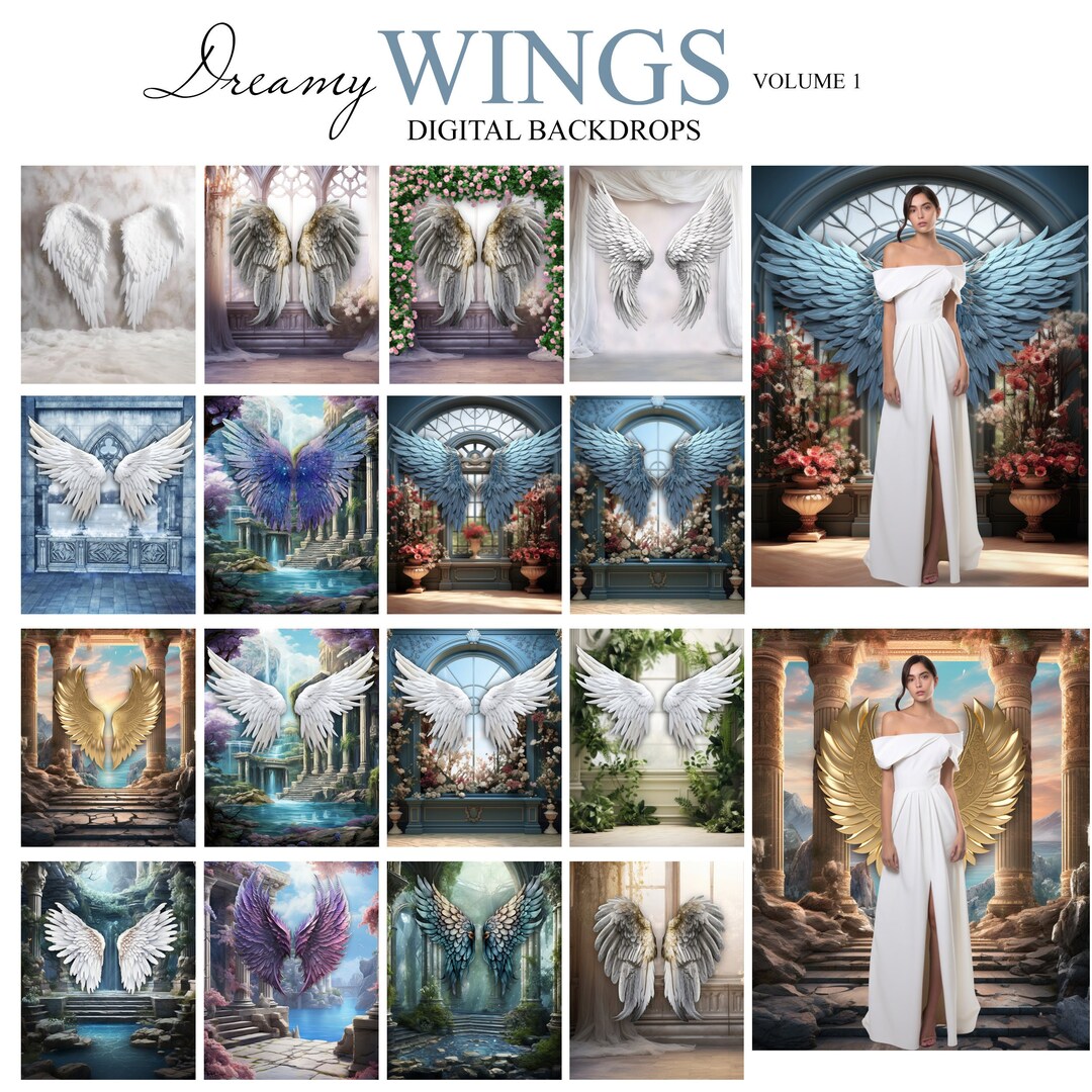 Dreamy Wings V1 Digital Backgrounds-backdrops Bundle - Etsy