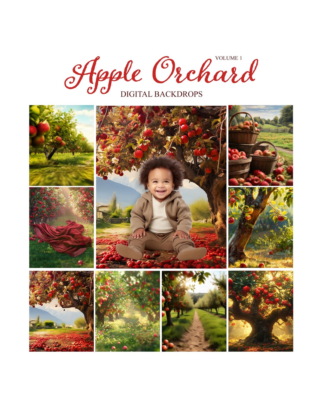 Apple Orchard Digital Backgrounds-backdrops Bundle - Etsy