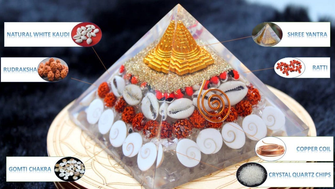 Gomati Chakra Pyramid With Rudraksha Shree Yantra Kauri and Ratti for ...