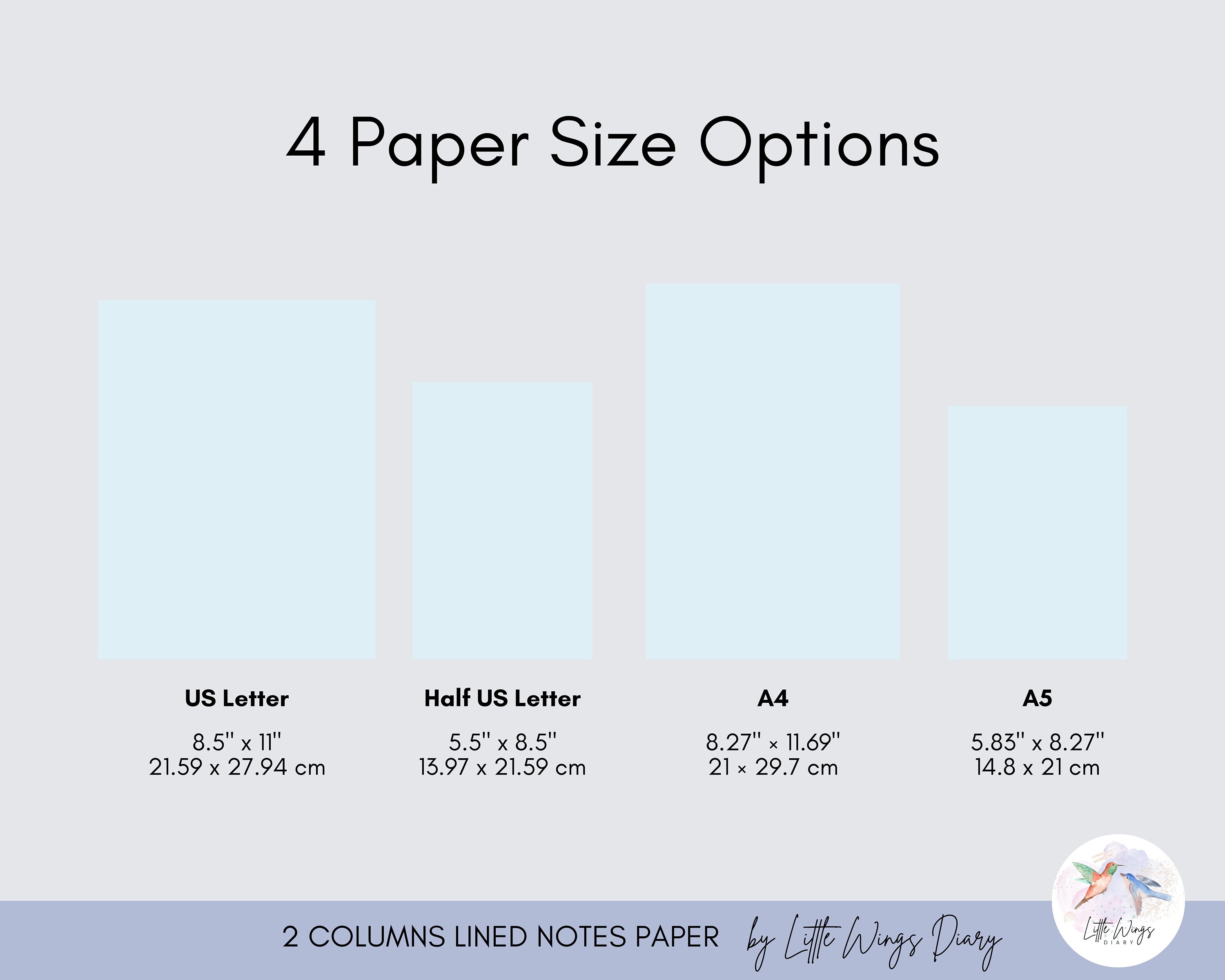 2 Columns Ruled Lined Notes Paper Printable Pages Planner Binder Diary ...