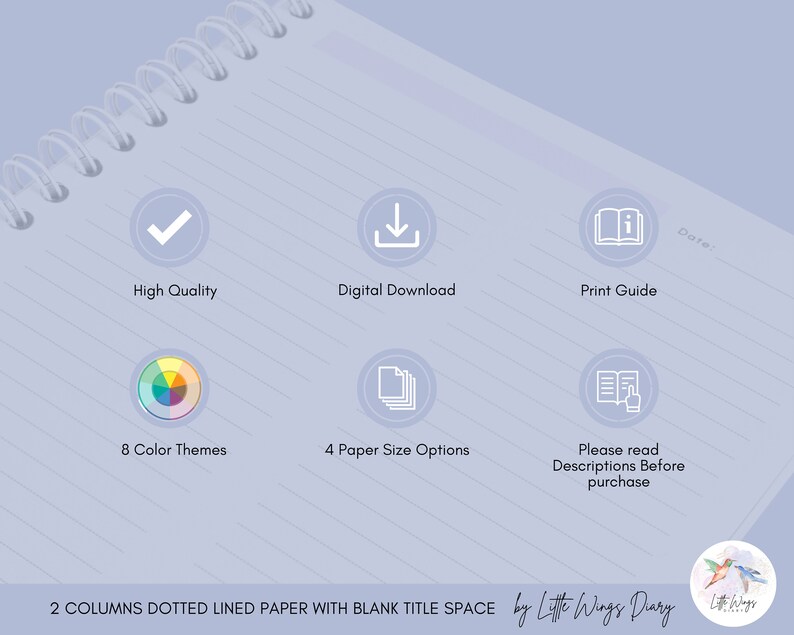 2 Columns Dotted Lined Paper With Blank Title Space Printable Pages ...