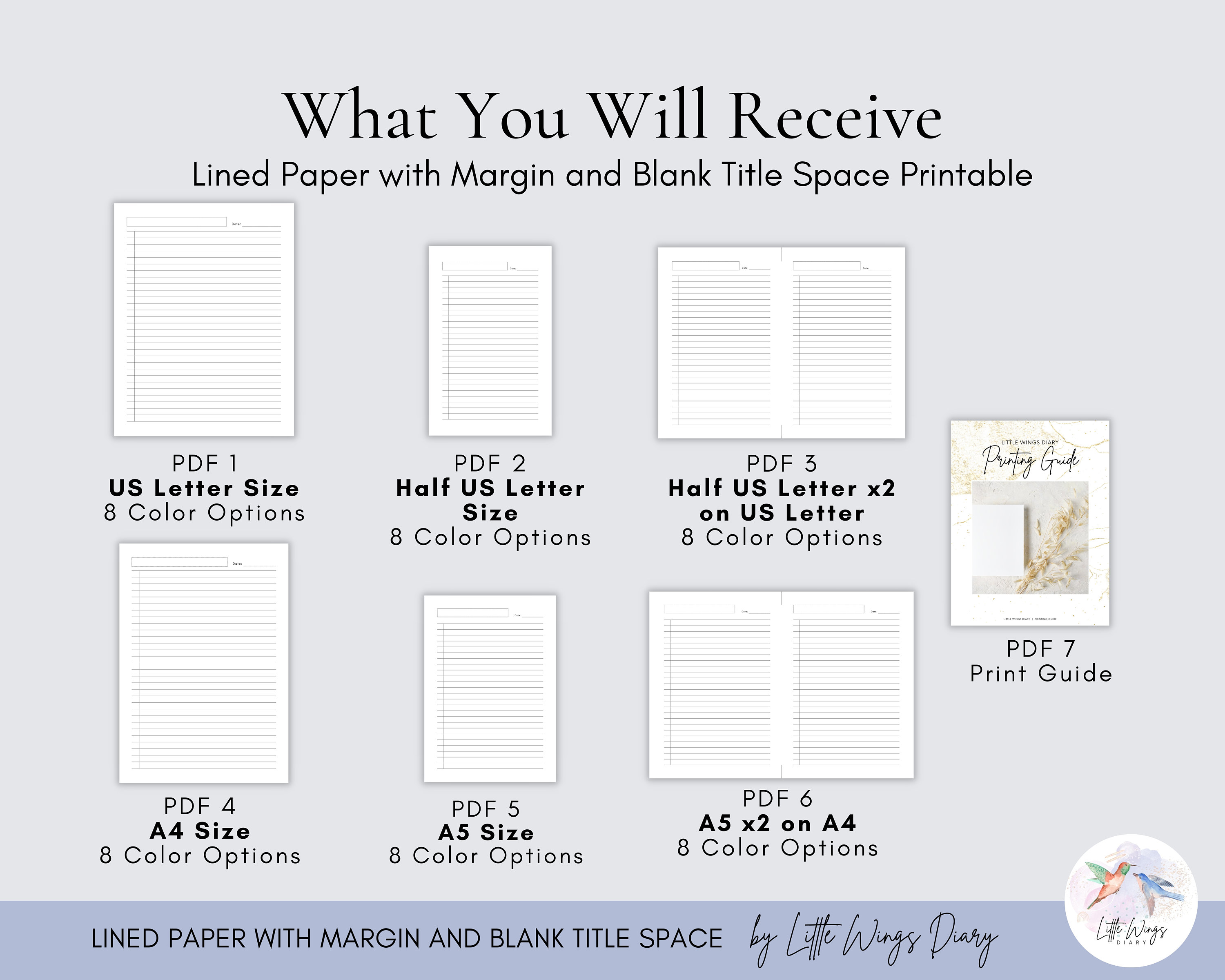 Lined Paper With Margin and Blank Title Space Printable Pages Planner ...
