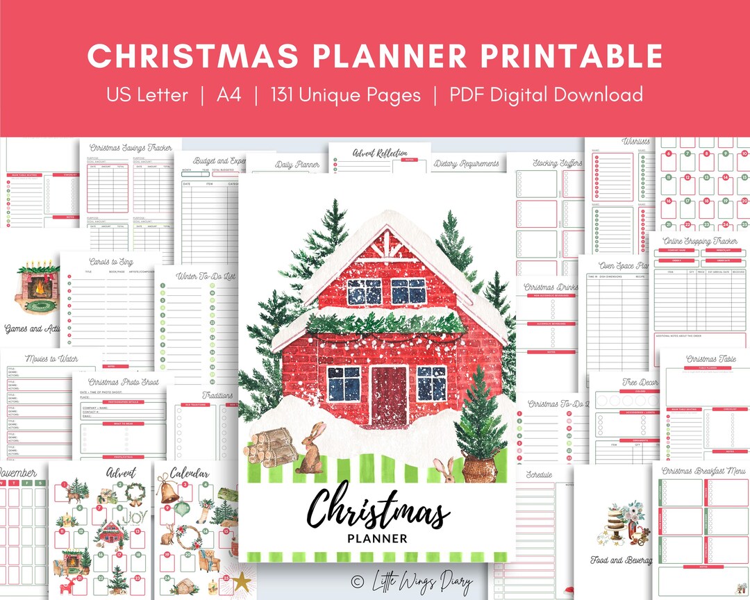Printable Christmas Planner Organizer, To-do Checklists Calendar Gifts ...