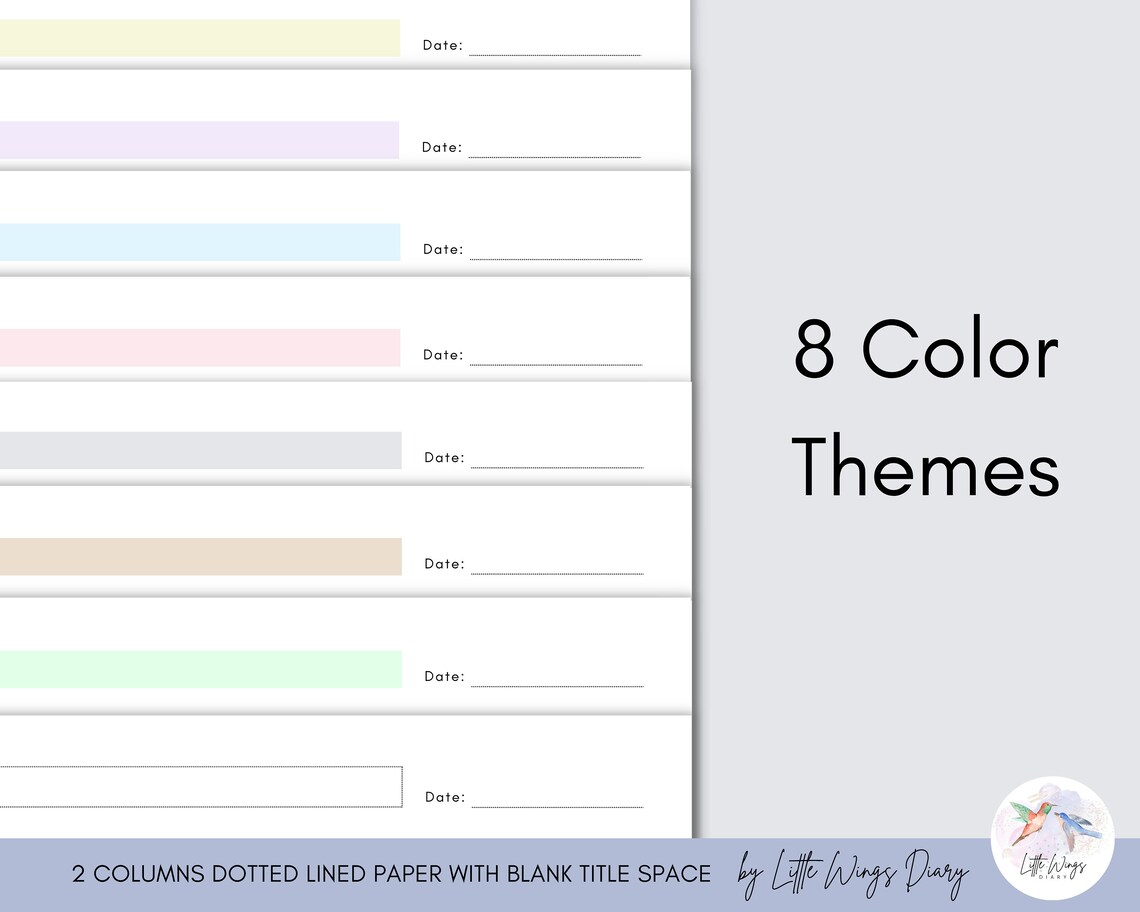2 Columns Dotted Lined Paper With Blank Title Space Printable Pages ...