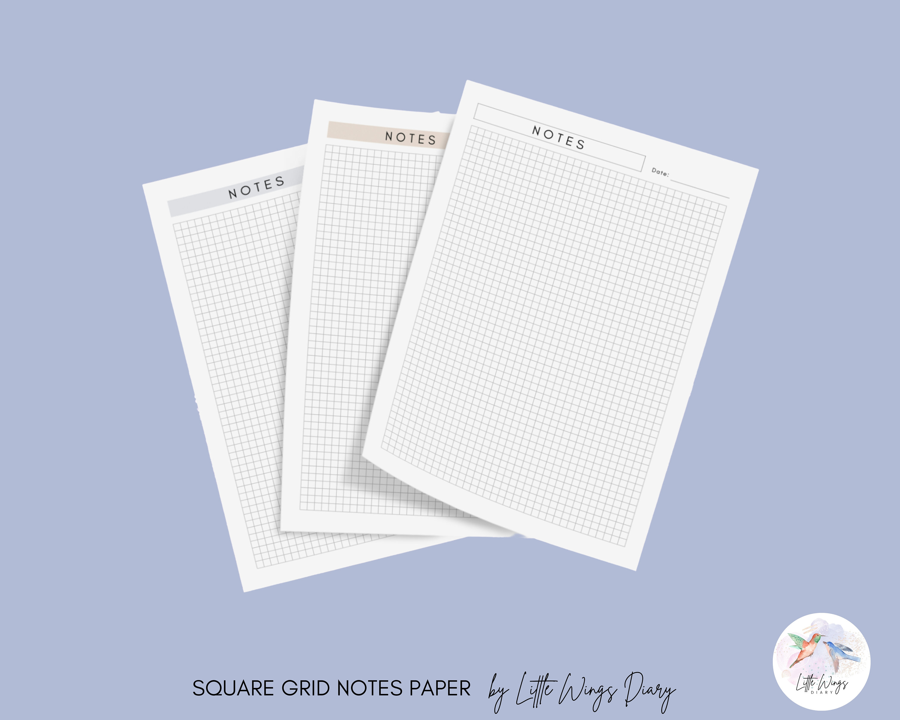 Square Grid Notes Paper Printable Pages Planner Binder Diary - Etsy
