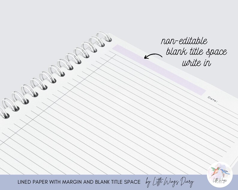 Lined Paper With Margin and Blank Title Space Printable Pages Planner ...