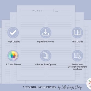 7 Essential Note Papers Bundle Printable Pages Planner Binder Journal ...