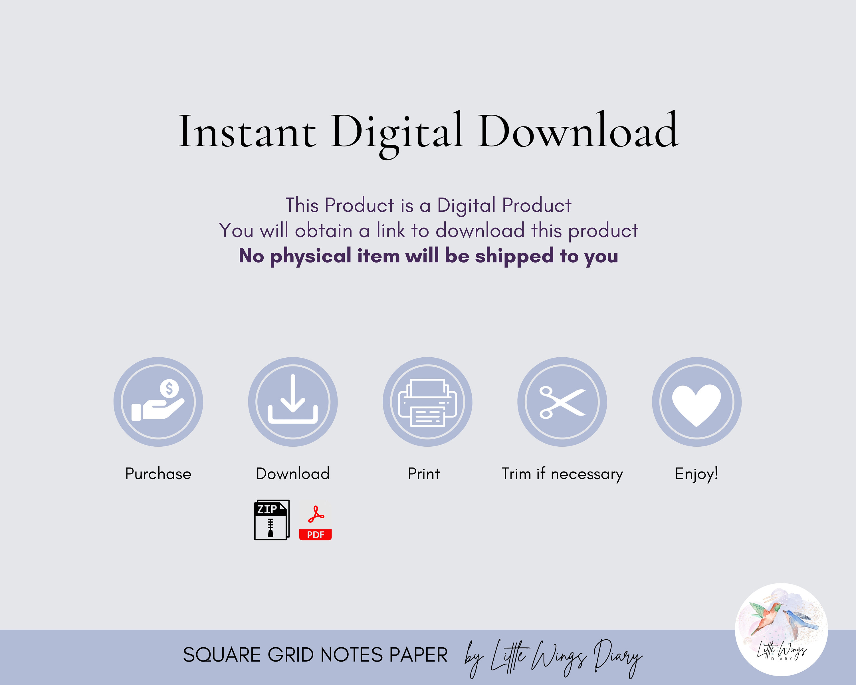 Square Grid Notes Paper Printable Pages Planner Binder Diary - Etsy