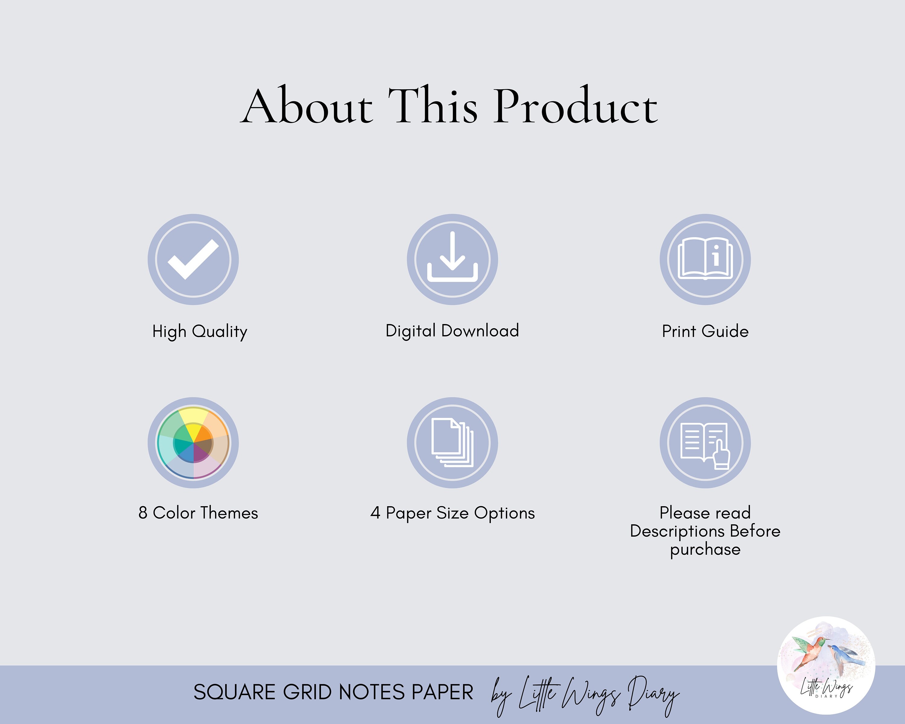 Square Grid Notes Paper Printable Pages Planner Binder Diary - Etsy