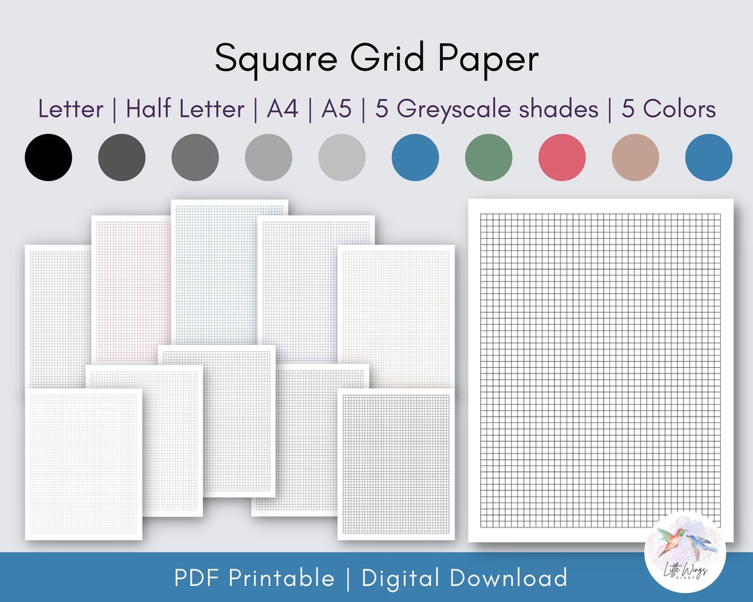 Square Grid Paper 5 Mm Printable Planner Binder Diary Journal Pages US ...