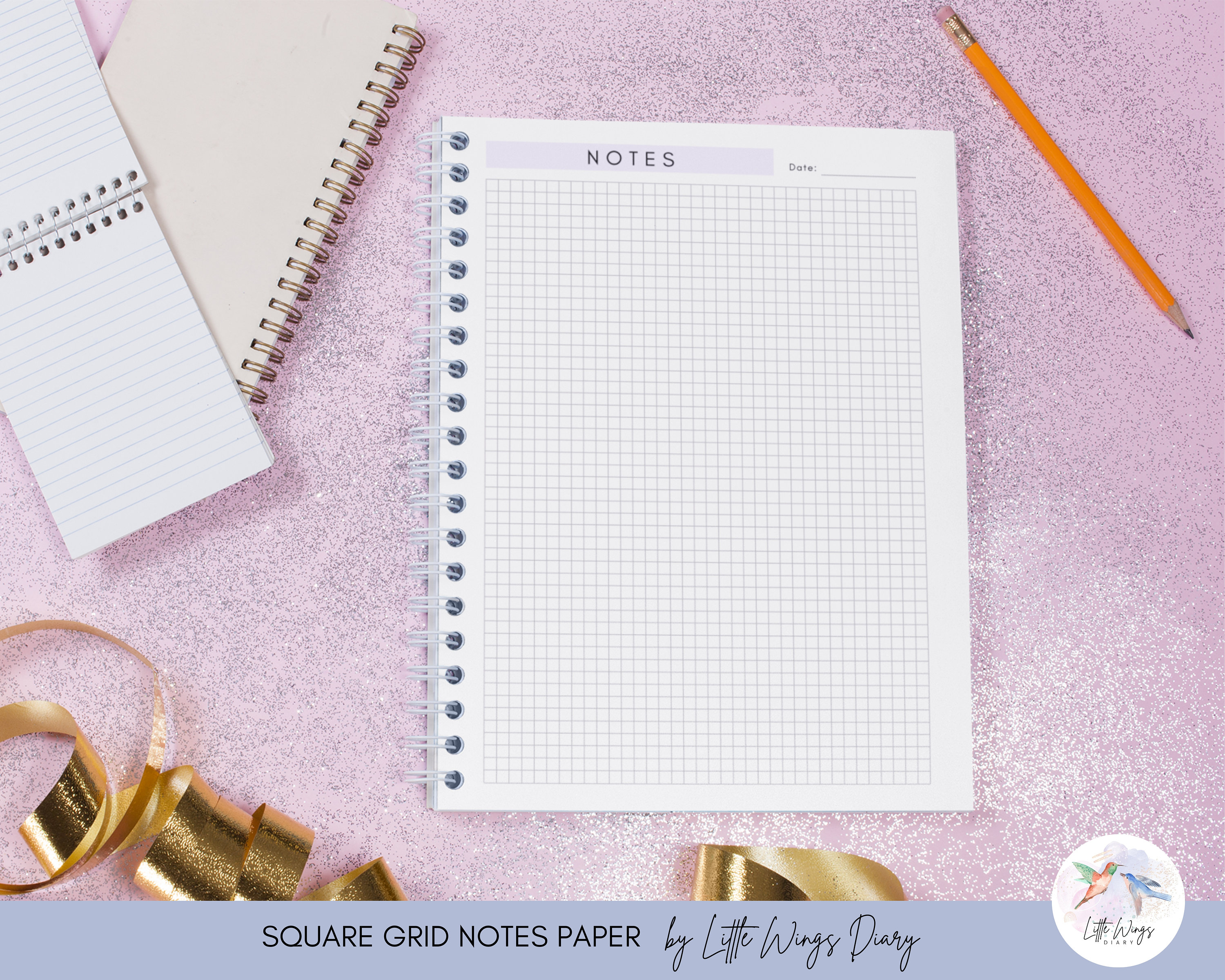 Square Grid Notes Paper Printable Pages Planner Binder Diary - Etsy