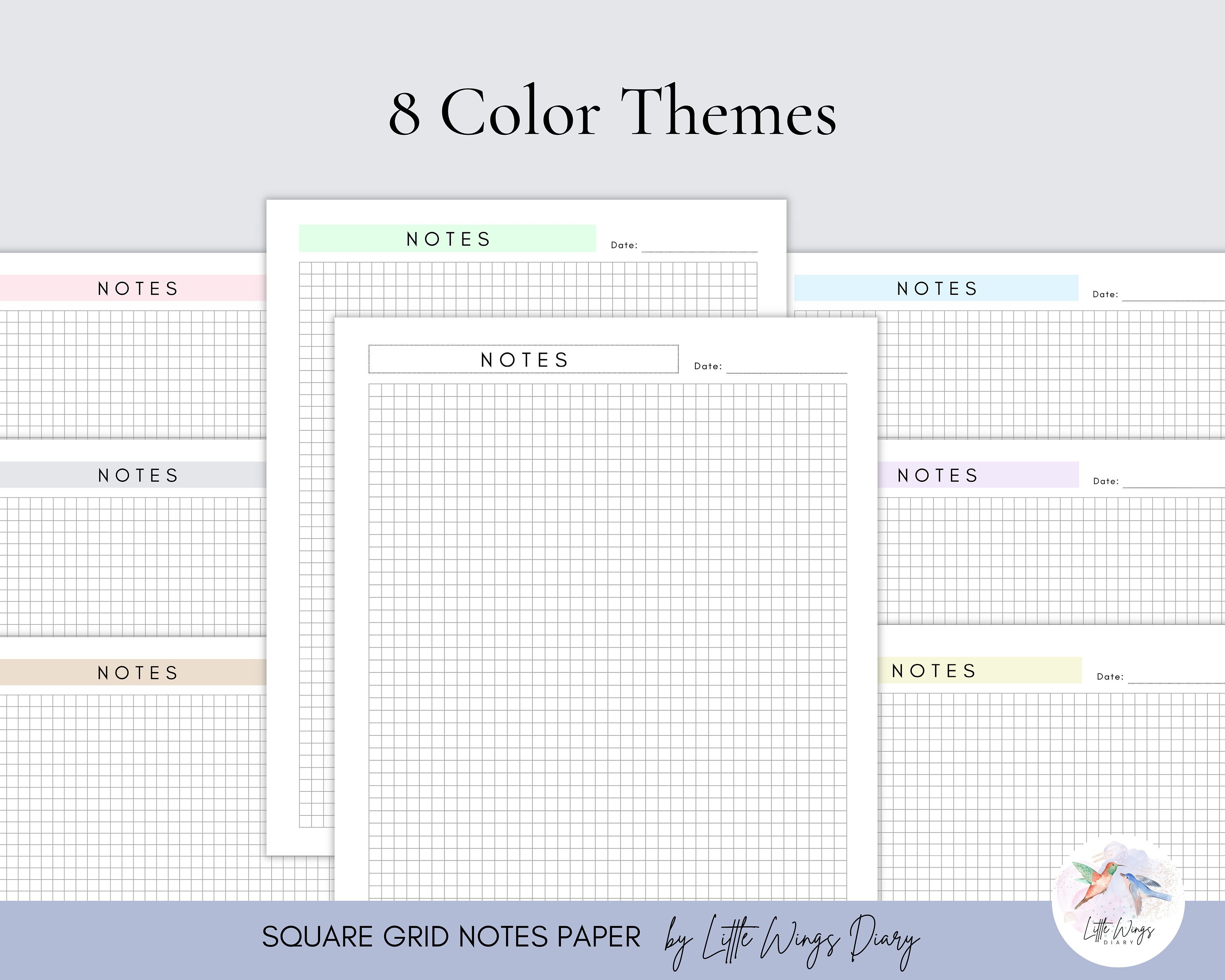 Square Grid Notes Paper Printable Pages Planner Binder Diary - Etsy