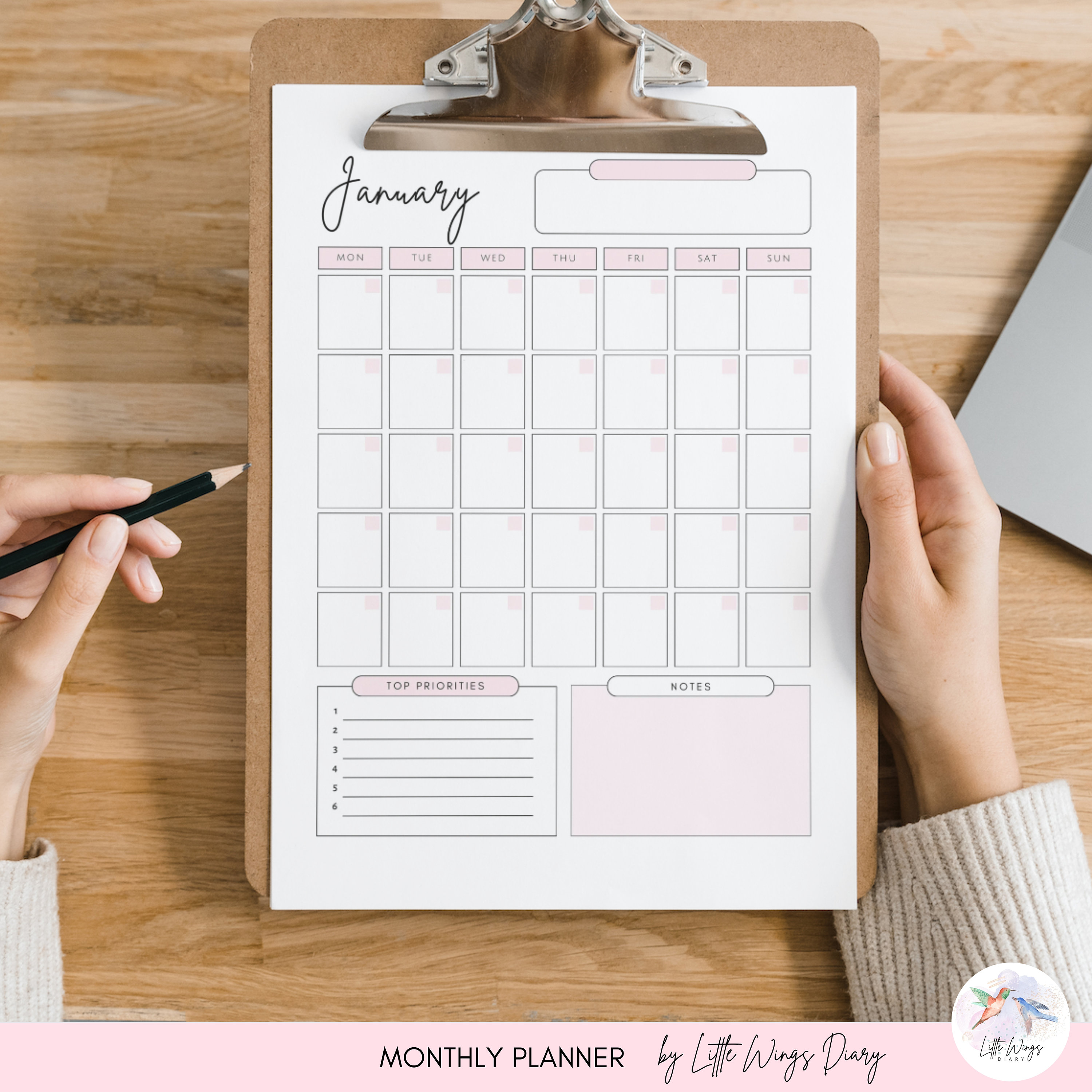 Printable Pink Daily Weekly Monthly Planner Hourly to Do Day Organizer ...