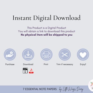 7 Essential Note Papers Bundle Printable Pages Planner Binder Journal ...