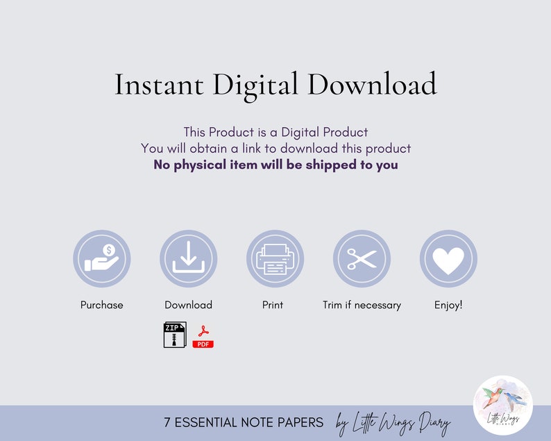 7 Essential Note Papers Bundle Printable Pages Planner Binder Journal ...