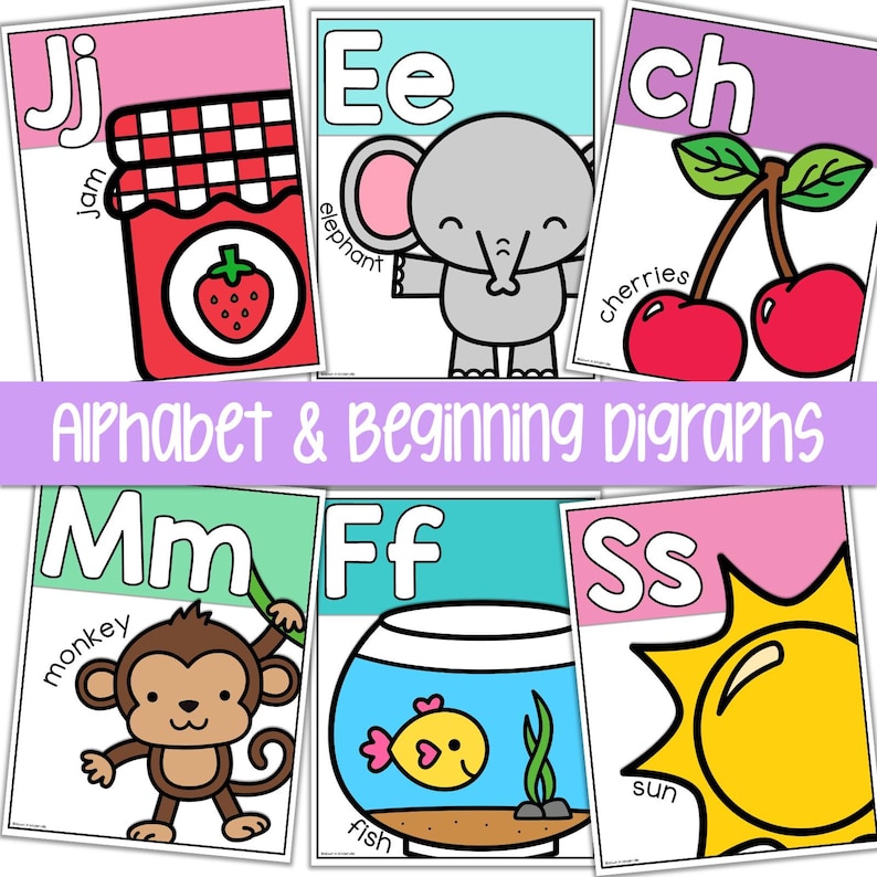 Alphabet Posters - Alphabet Chart - Digraph Posters - Classroom Decor ...