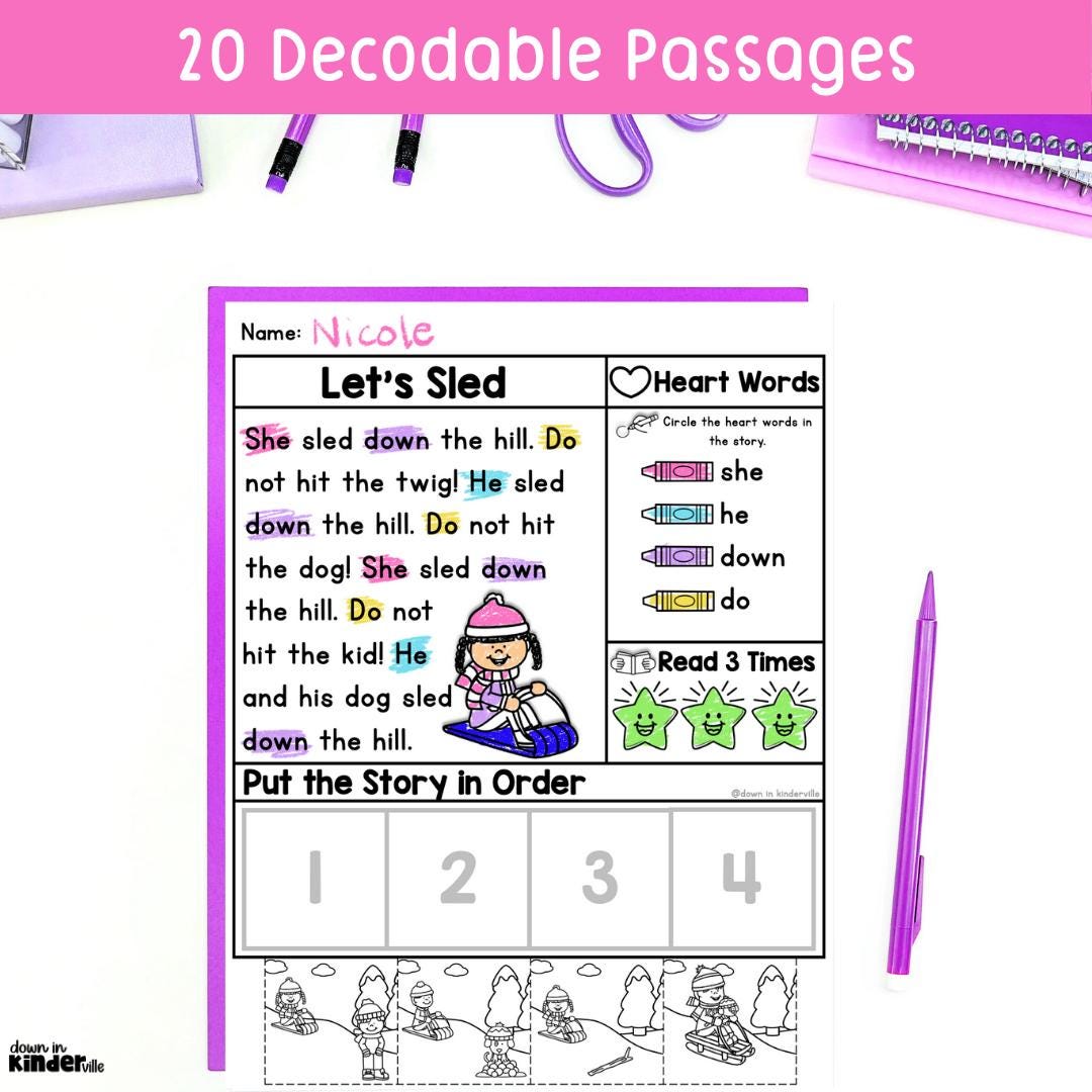 CVC Words Decodable Phonics Reading Passages - Comprehension & Retell ...