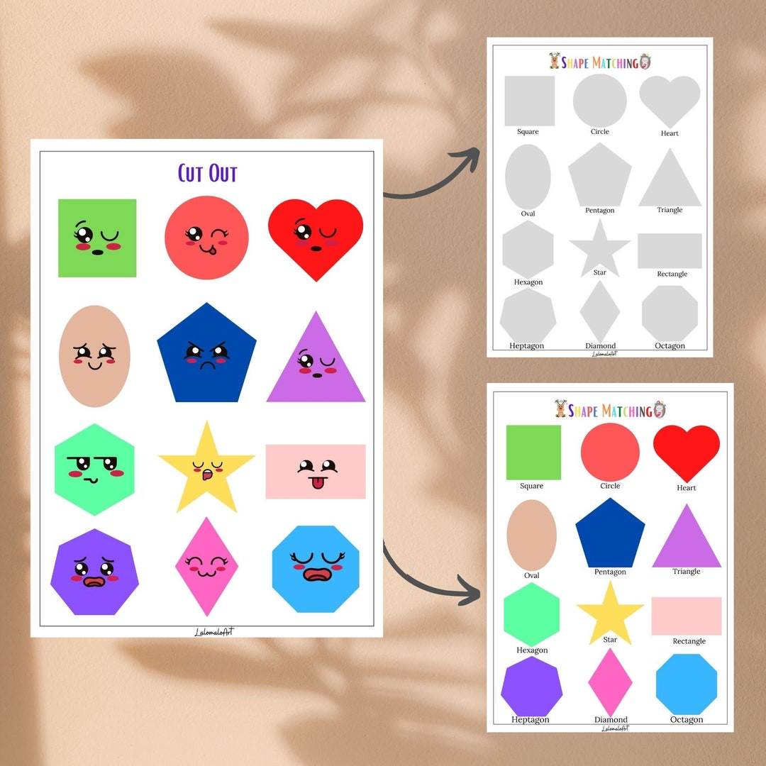 Shapes Printable Learning Shapes Shape Matching Homeschool - Etsy