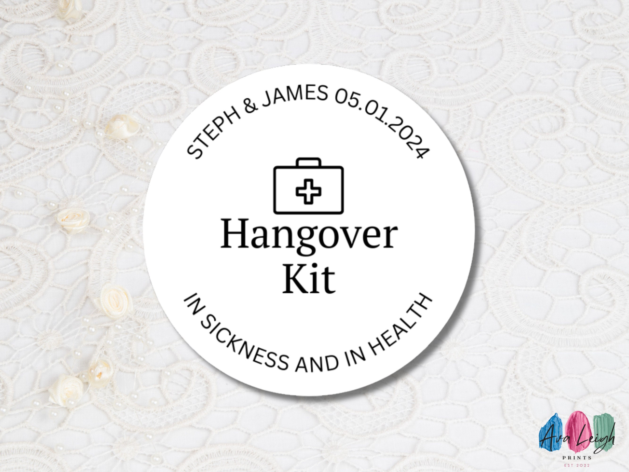Wedding Hangover Kit Labels, Personalized Wedding Stickers for Snacks ...