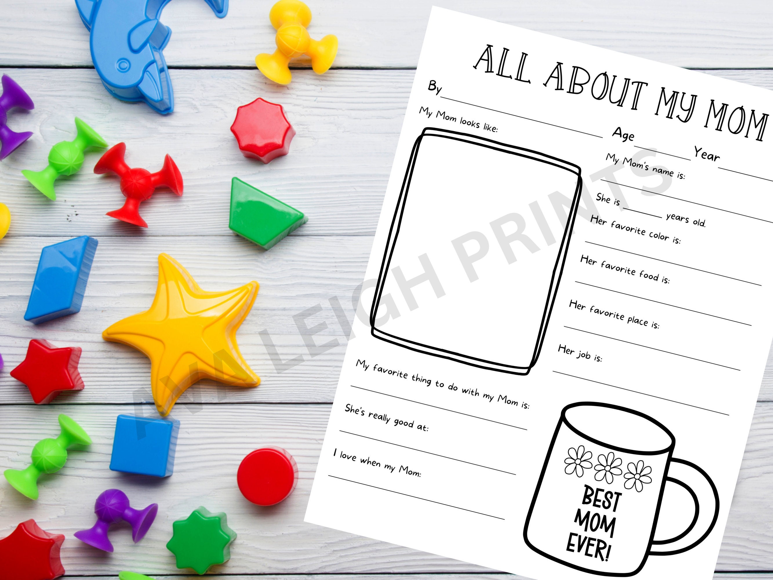 All About My Mom Coloring Page, Mother's Day Gift, Printable Worksheet ...