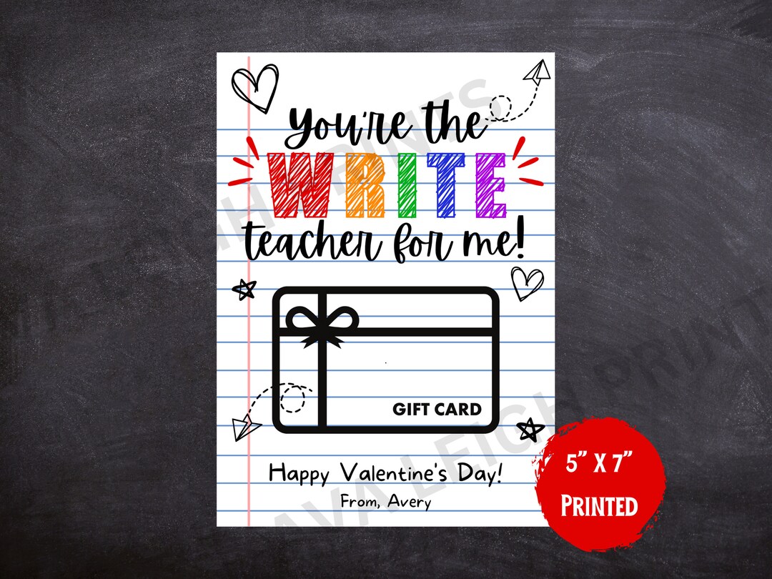 PRINTED Valentine's Day Teacher Appreciation Gift Card Holder, Teacher ...