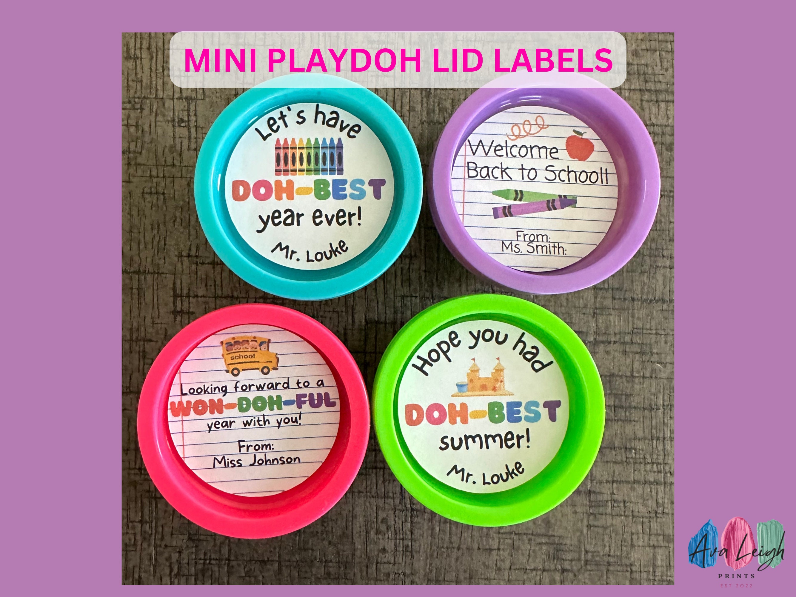 Back to School Mini Playdoh Can Labels, Stickers for Back to School ...