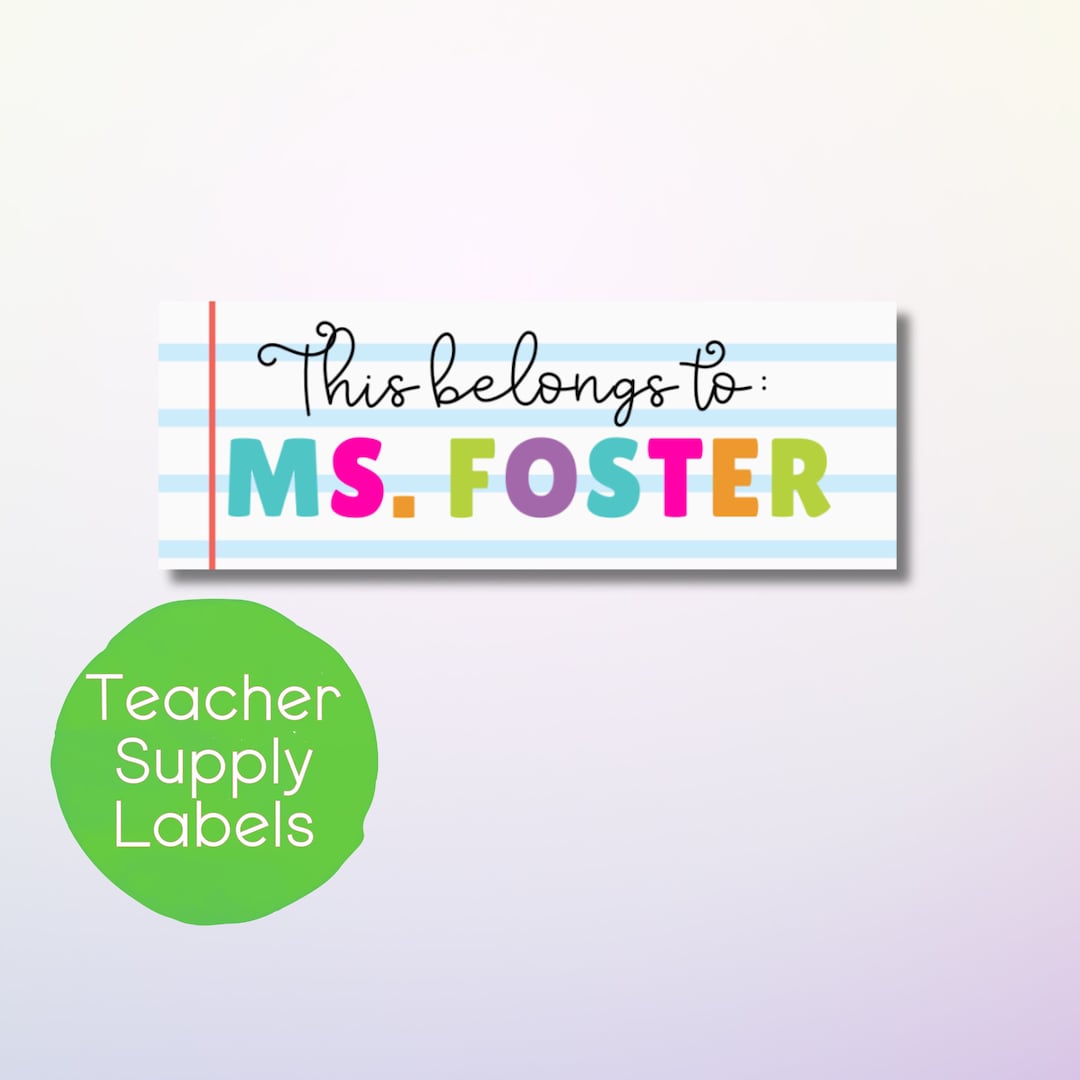 Notebook Teacher School Supply Labels, Personalized Name Labels ...