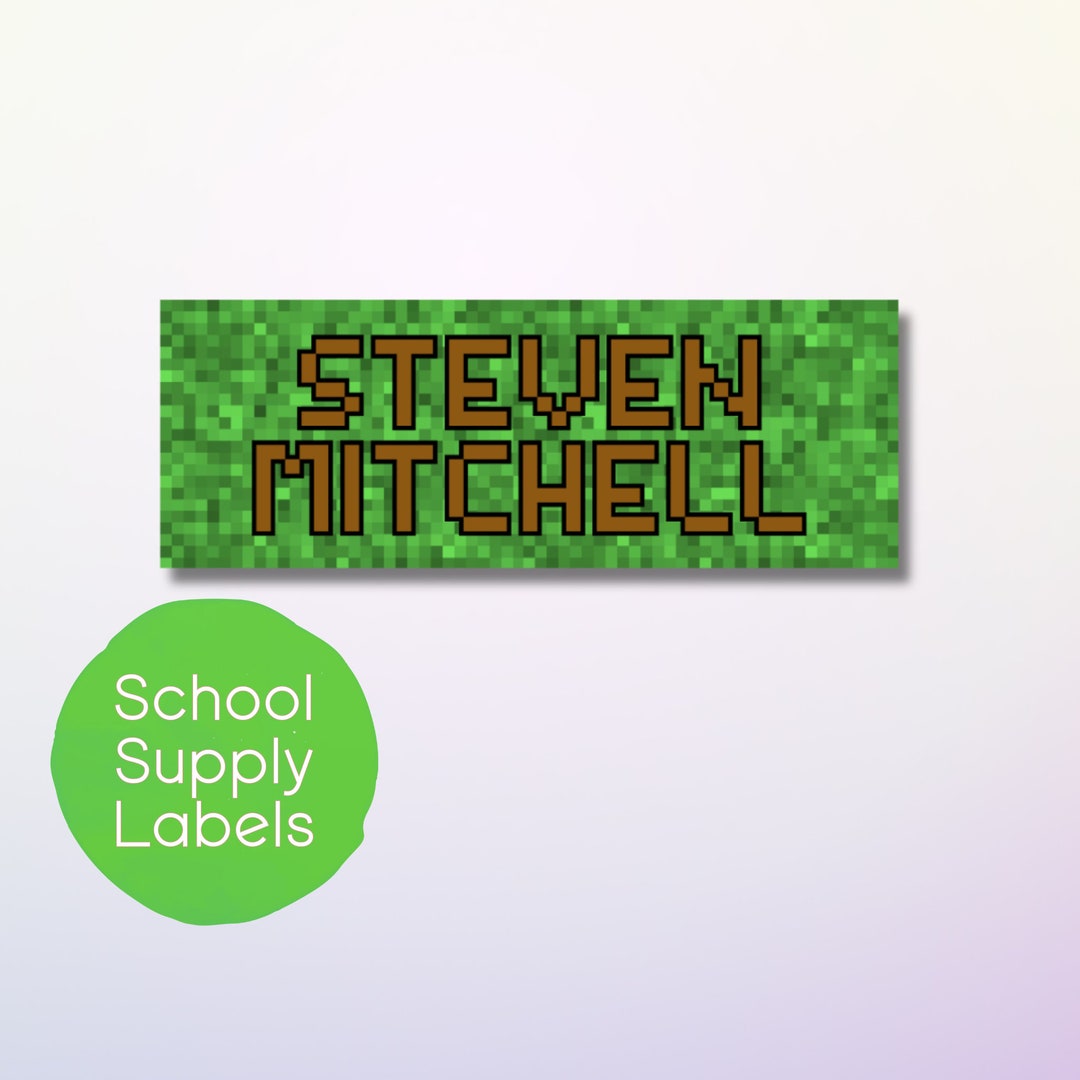 Mine Video Game School Supply Labels, Personalized Name Labels ...