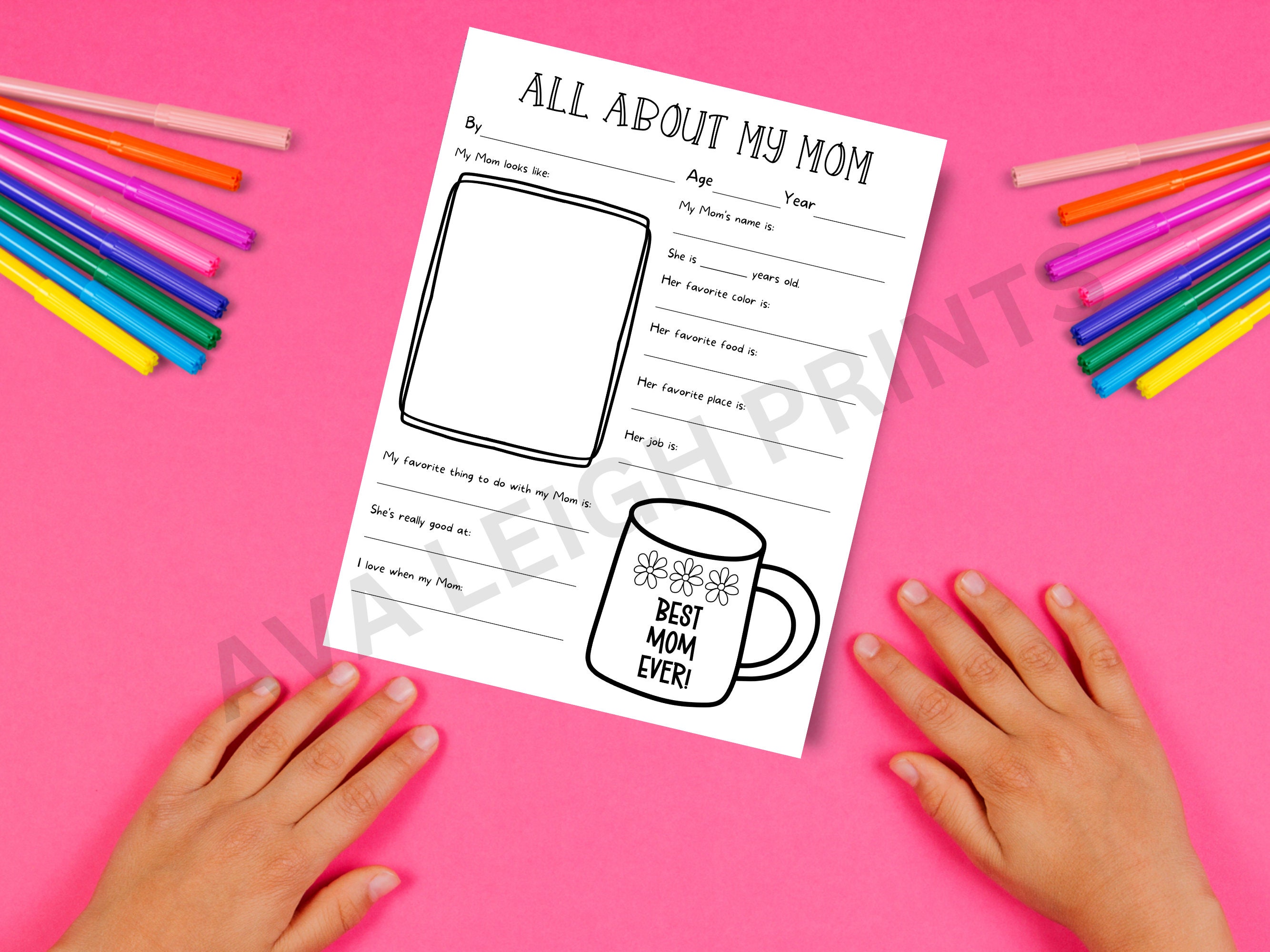 All About My Mom Coloring Page, Mother's Day Gift, Printable Worksheet ...