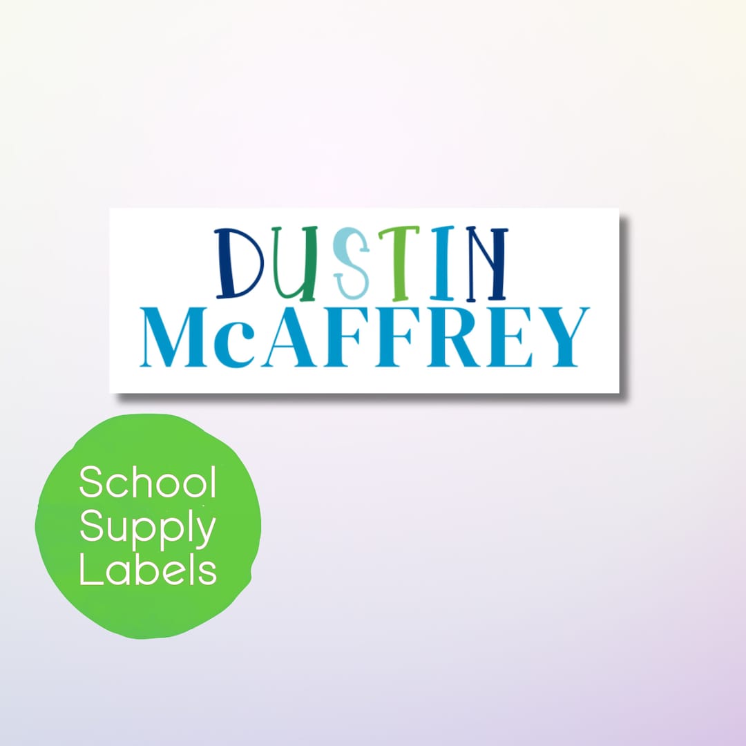 Blue Name School Supply Labels, Personalized Name Labels, Waterproof ...
