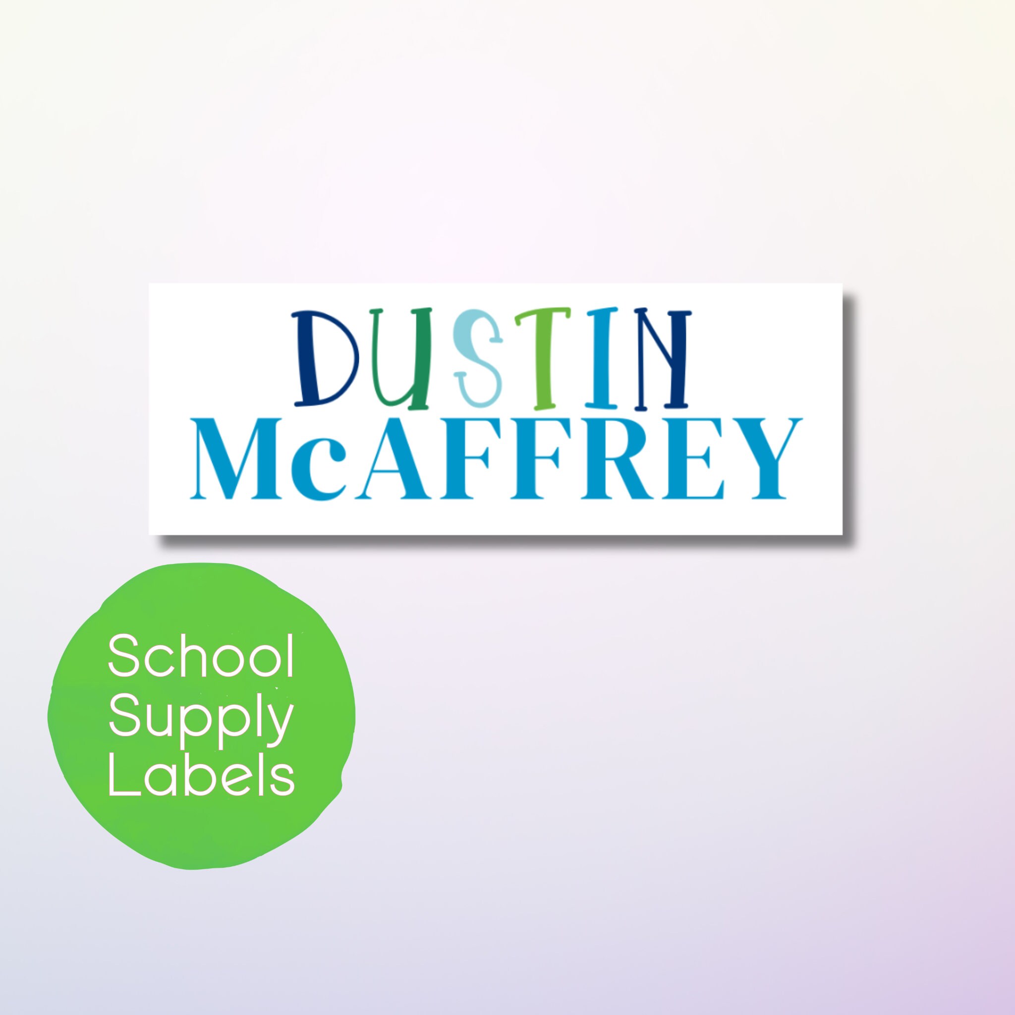 Blue Name School Supply Labels, Personalized Name Labels, Waterproof ...