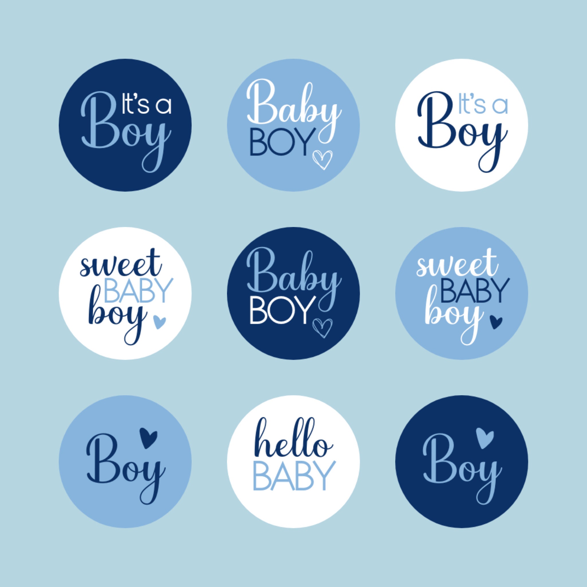 Baby Shower It's a Boy Blue Favor Stickers - 216 Labels, Sweet Baby Boy ...