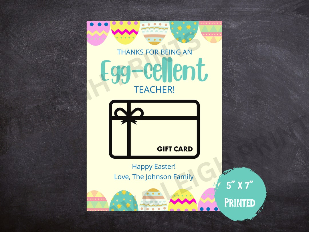 PRINTED Easter Teacher Appreciation Gift Card Holder, Teacher Employee ...