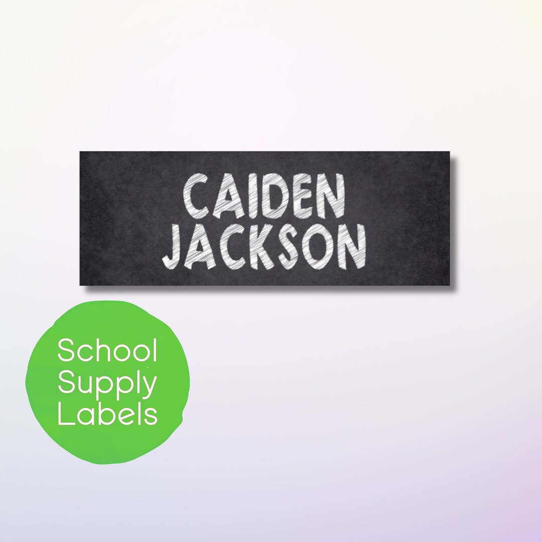 White Chalk Board School Supply Labels, Personalized Name Labels ...