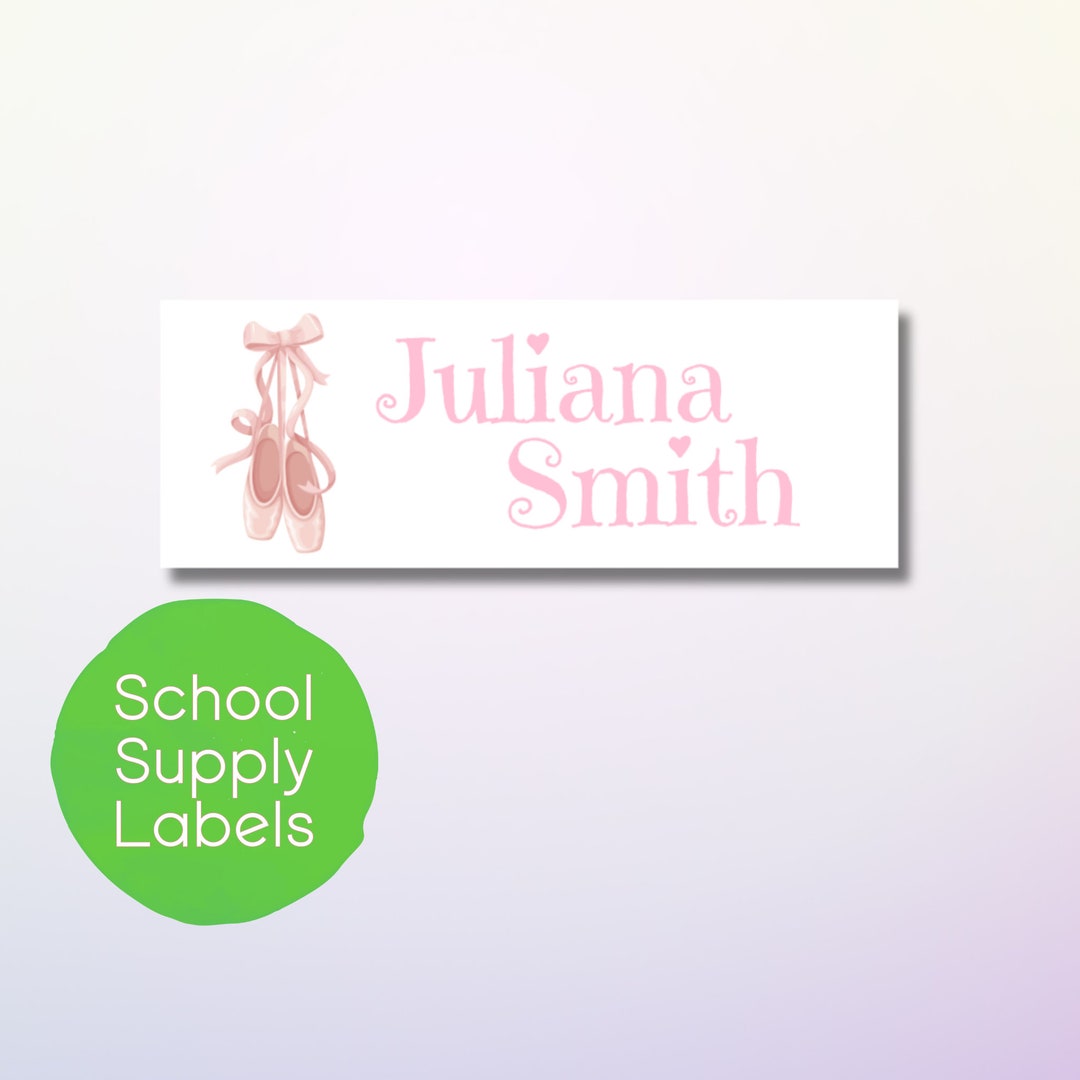 Ballet Dance Slippers School Supply Labels, Personalized Name Labels ...
