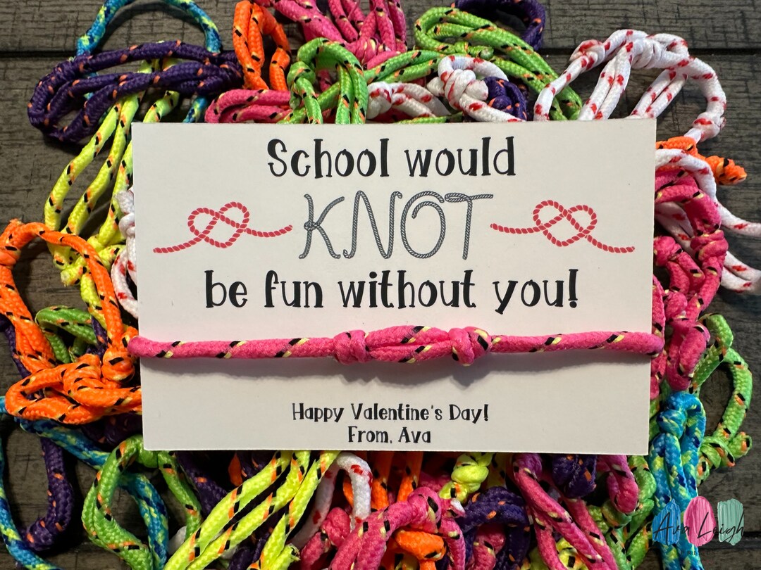 Friendship Bracelet Valentine's Day Party Favors, Valentine's Day Card ...