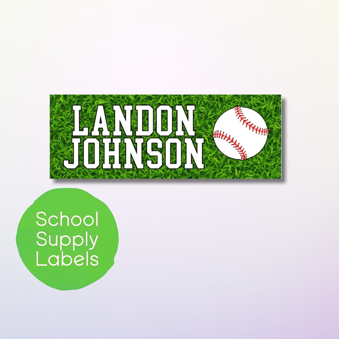 Baseball School Supply Labels, Personalized Name Labels, Waterproof ...