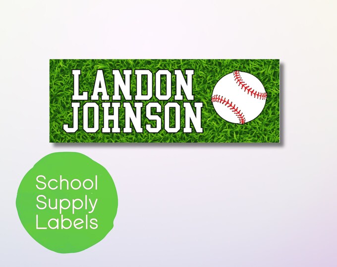 Baseball School Supply Labels, Personalized Name Labels, Waterproof ...