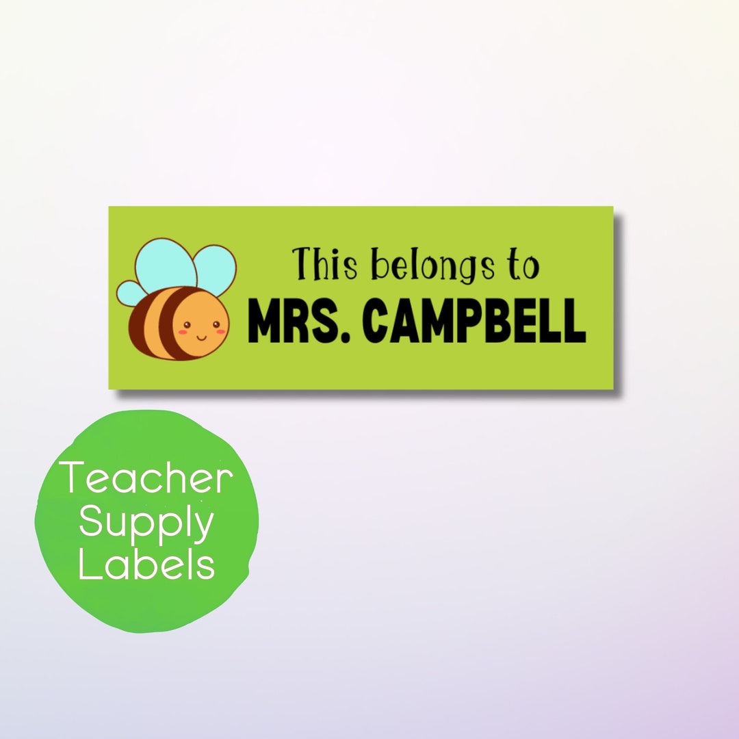 Bee Themed Teacher School Supply Labels, Personalized Name Labels ...