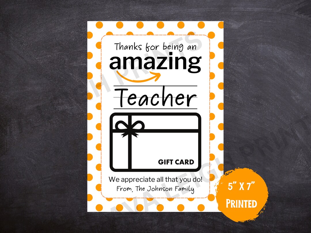 PRINTED Teacher Appreciation Gift Card Holder, Teacher Employee ...