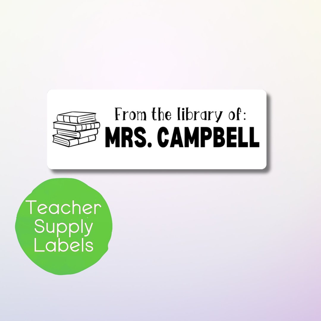 From the Library of Teacher School Supply Labels, Personalized Name ...