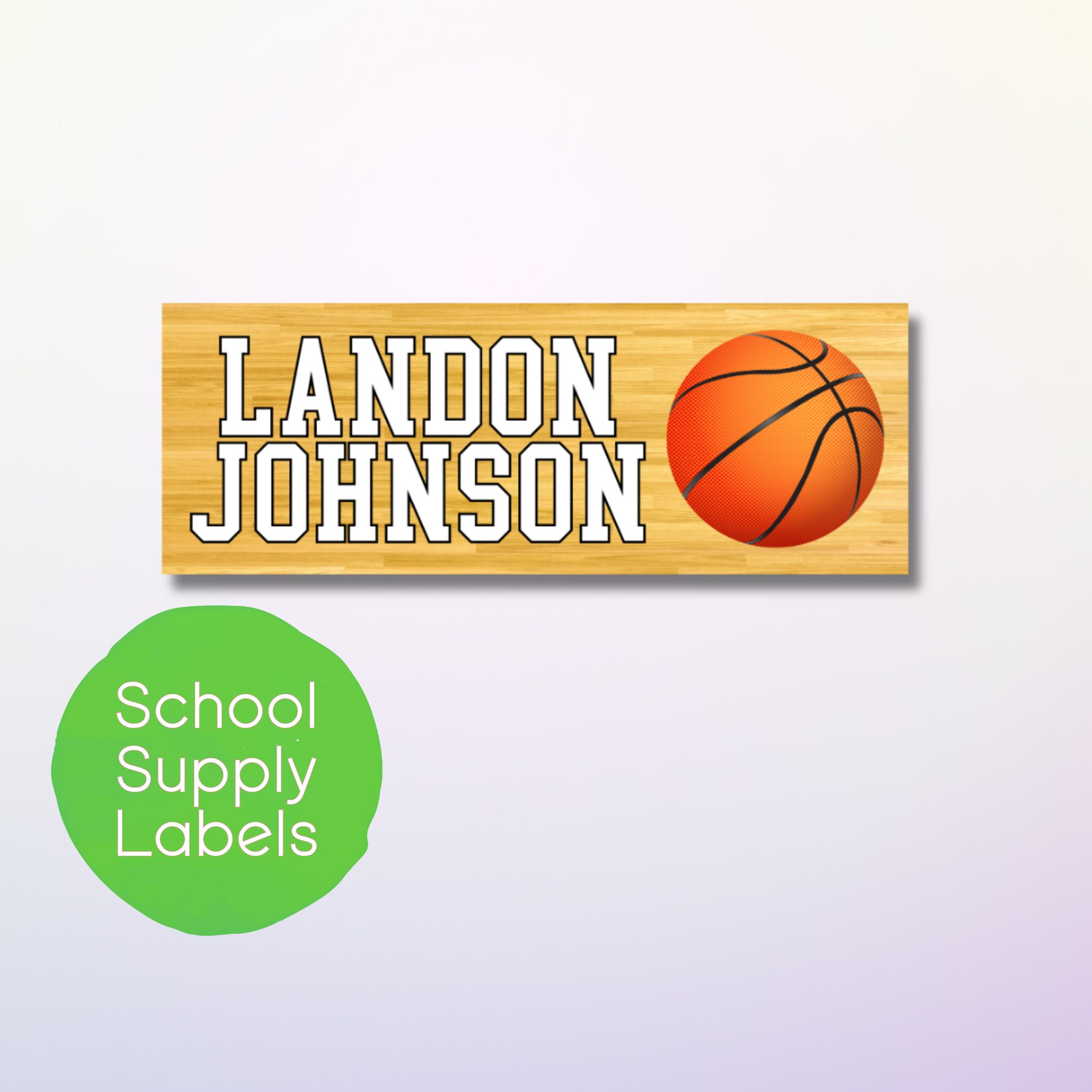 Basketball School Supply Labels, Personalized Name Labels, Waterproof ...